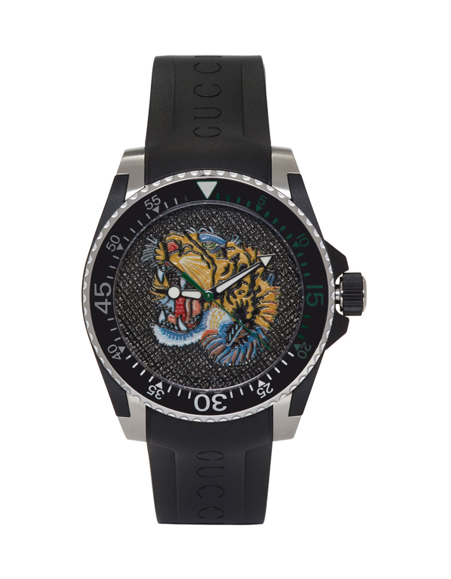 GUCCI Black & Silver Tiger Dive Watch · VERGLE